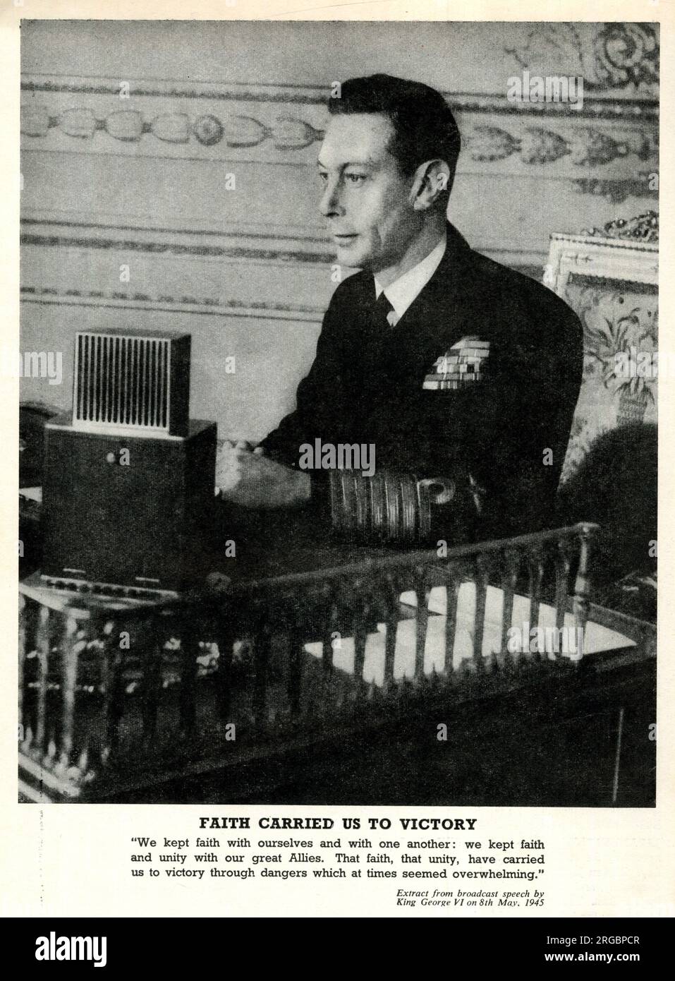 King George VI giving radio broadcast, 8 May 1945, end of WW2 - Faith ...