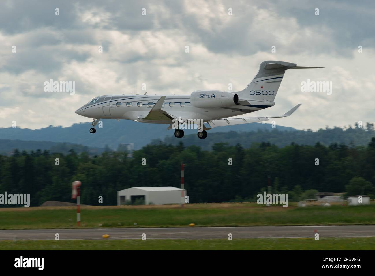 Zurich, Switzerland, July 13, 2023 OE-LVA Gulfstream G500 aircraft is ...