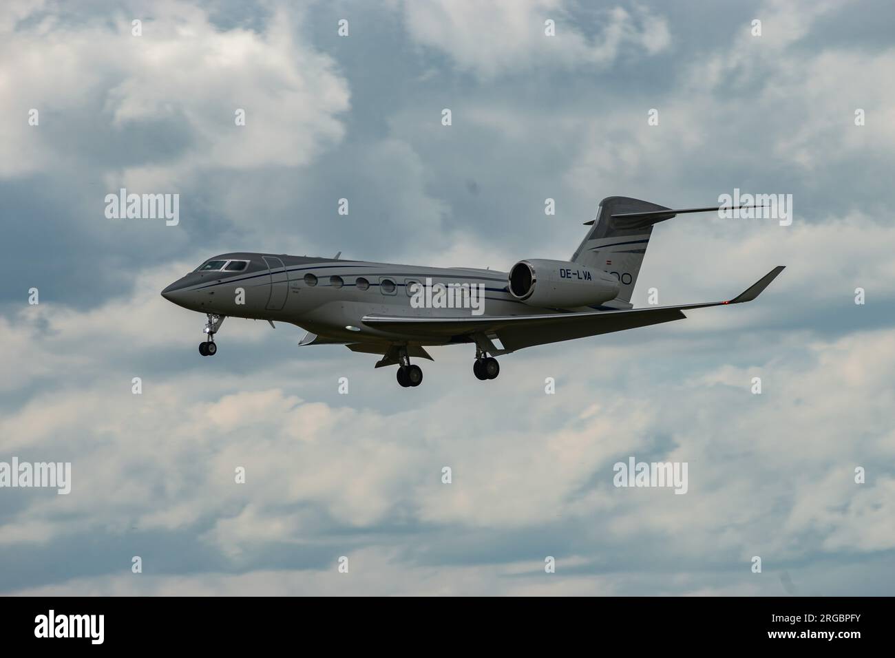 Zurich, Switzerland, July 13, 2023 OE-LVA Gulfstream G500 aircraft is ...