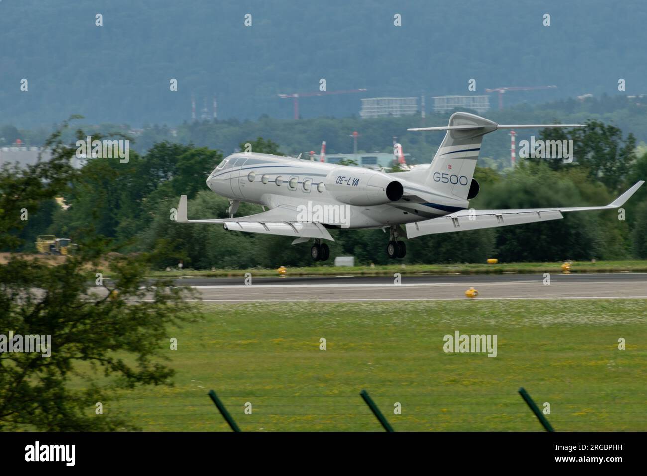 Zurich, Switzerland, July 13, 2023 OE-LVA Gulfstream G500 aircraft is ...