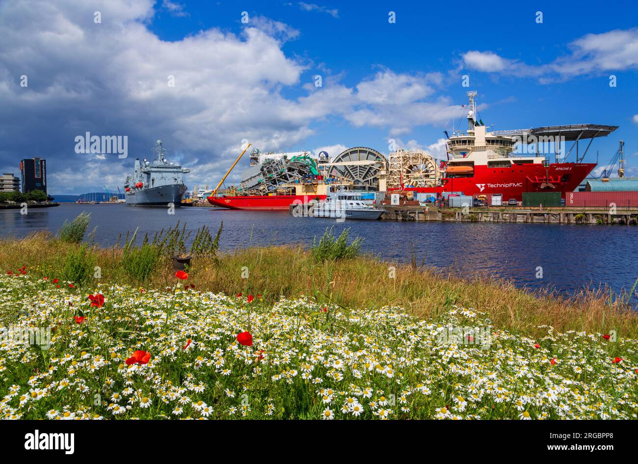 Pipe laying ship Apache 11, Leith Docks, Edinburgh, Scotland, United Kingdom Stock Photo - Alamy