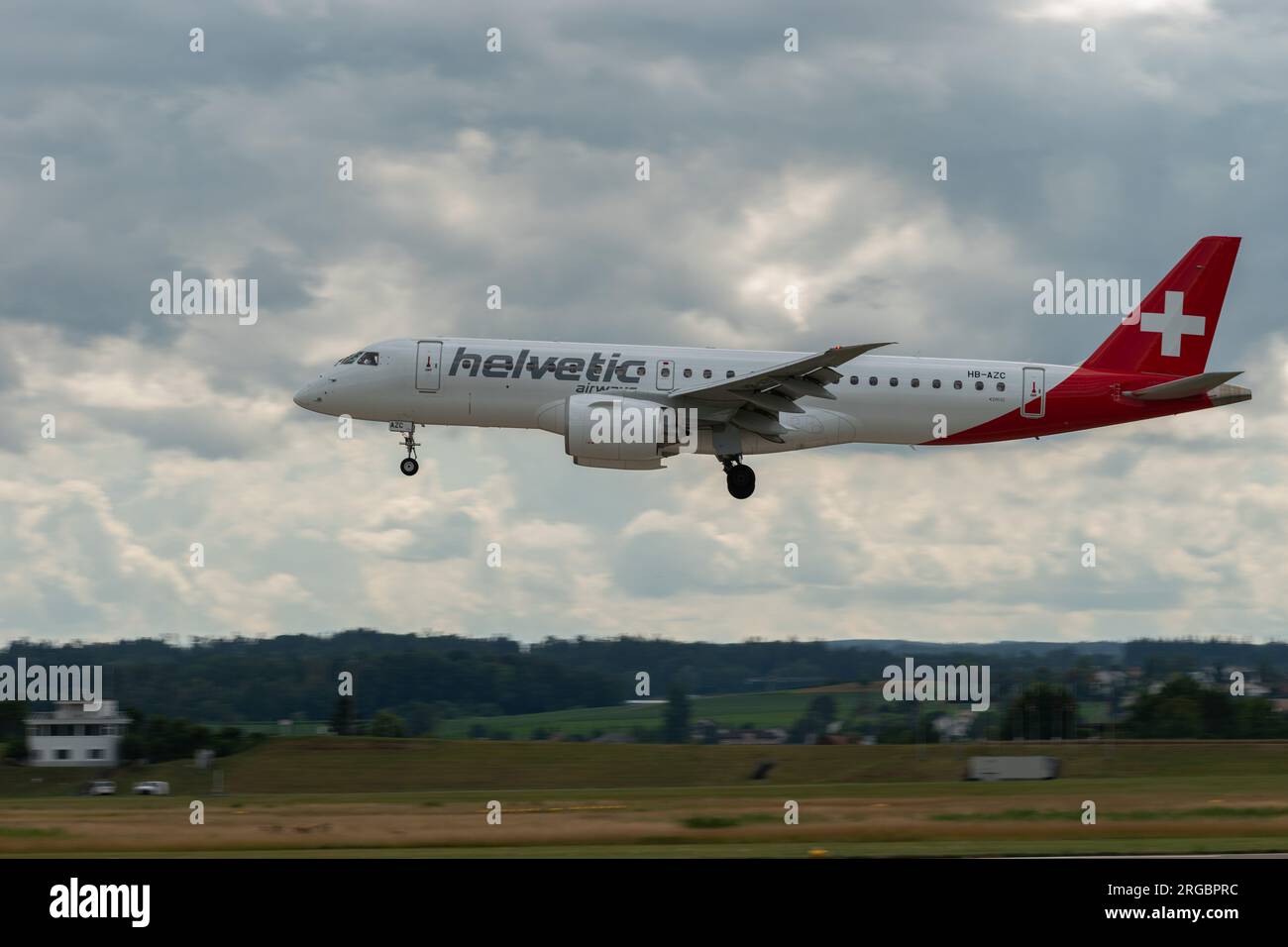 Zurich, Switzerland, July 13, 2023 HB-AZC Helvetic Airway Embraer E190 ...