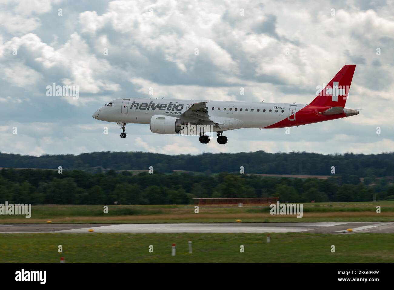 Zurich, Switzerland, July 13, 2023 HB-AZC Helvetic Airway Embraer E190 ...