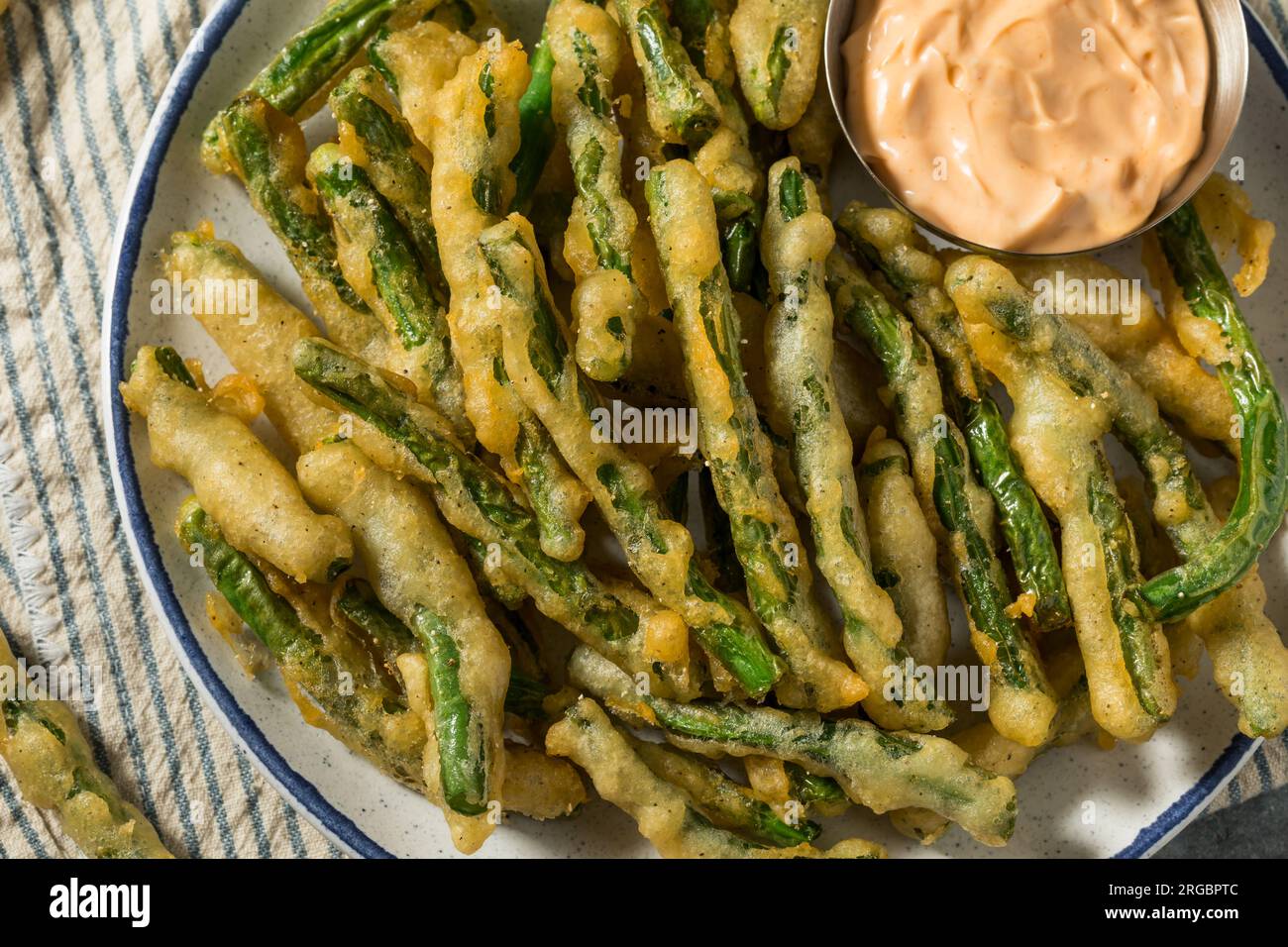 Homemade Deep Fried Green Beans with Dipping Sauce Stock Photo - Alamy