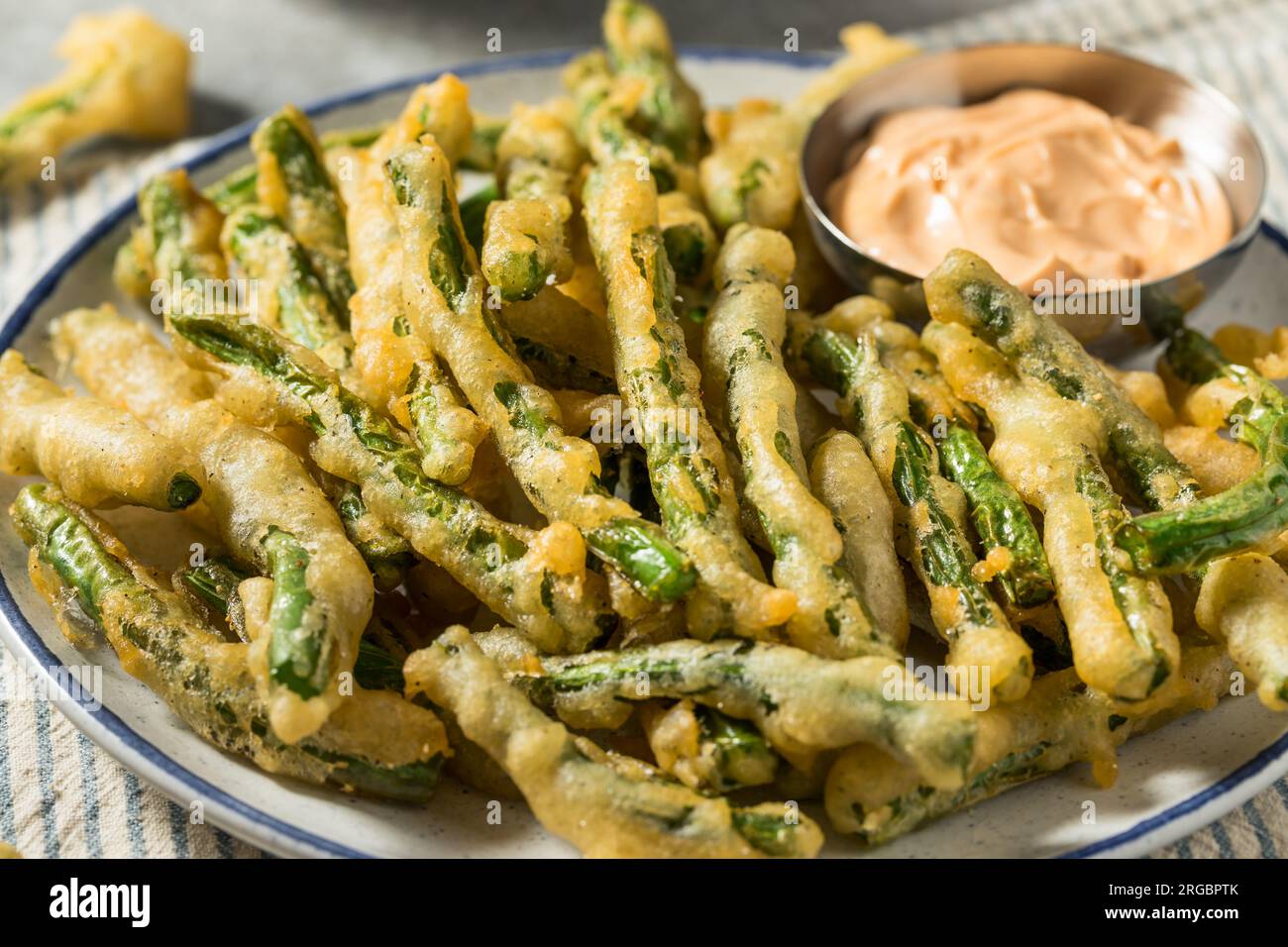 Homemade Deep Fried Green Beans with Dipping Sauce Stock Photo - Alamy