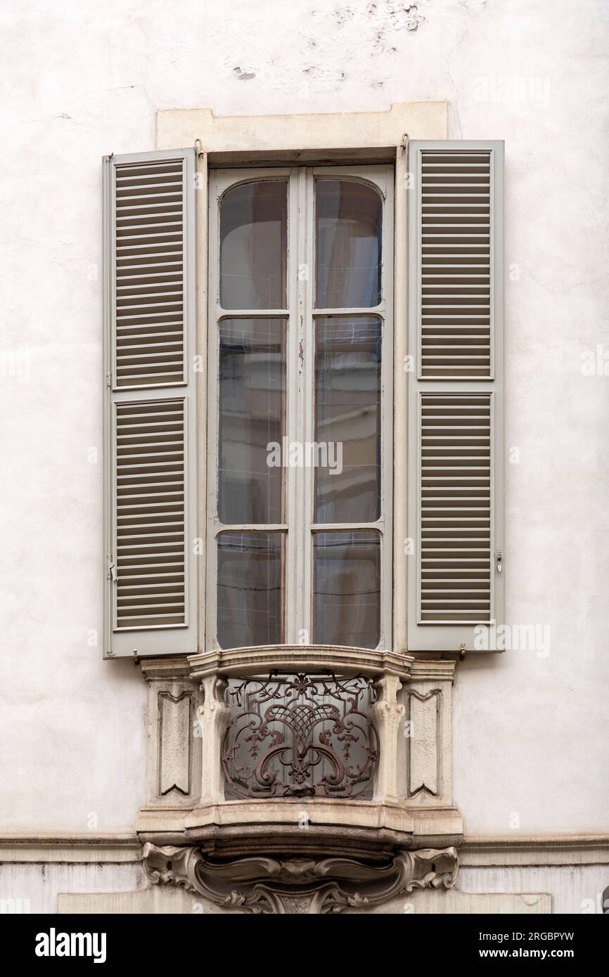 Detail from an ornate European style window of a historical building ...