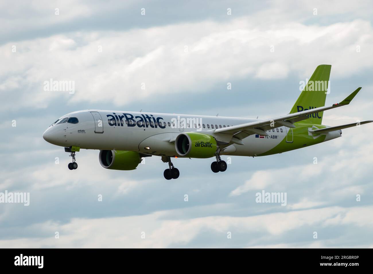Zurich, Switzerland, July 13, 2023 YL-ABM Air Baltic Bombardier CS-300 ...