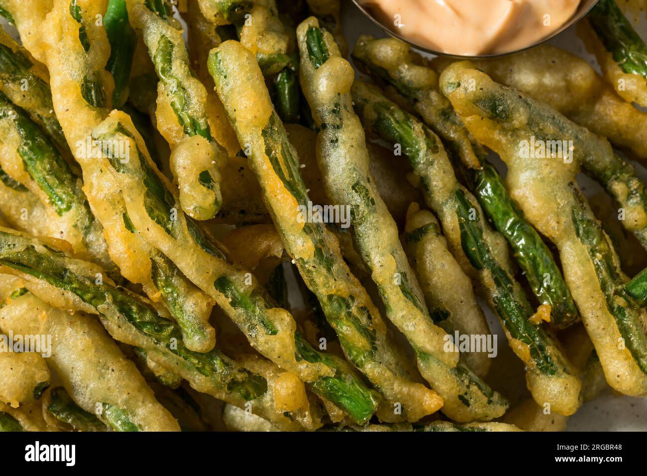 Homemade Deep Fried Green Beans with Dipping Sauce Stock Photo - Alamy