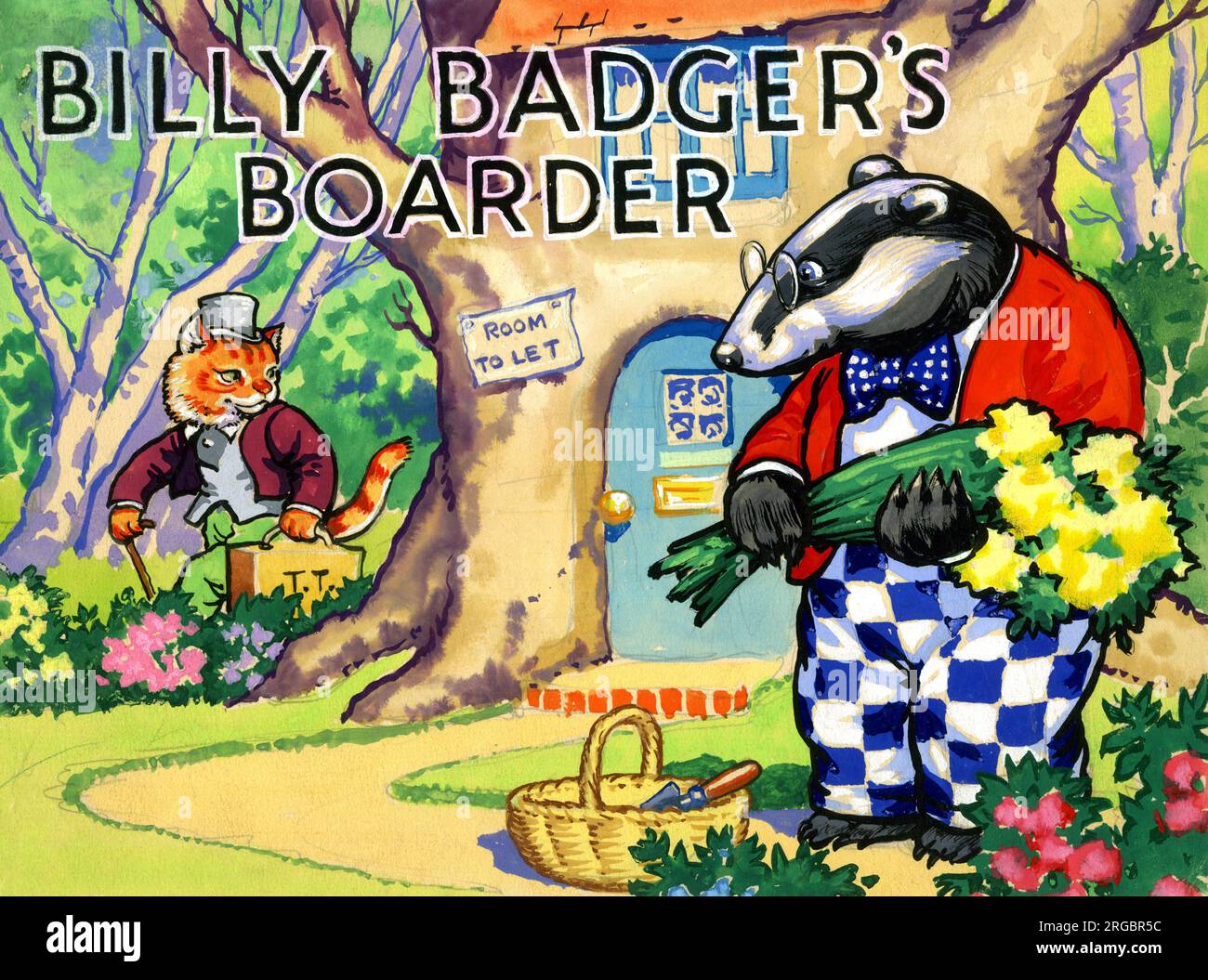 Billy Badger's Boarder - original gouache drawing for cover of a ...
