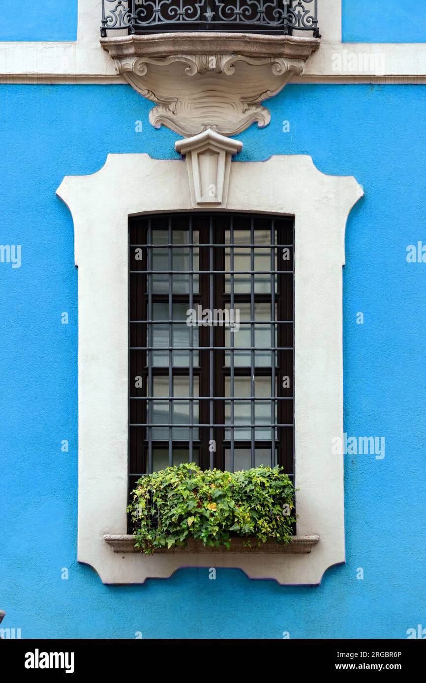 Detail from an ornate European style window of a historical building ...