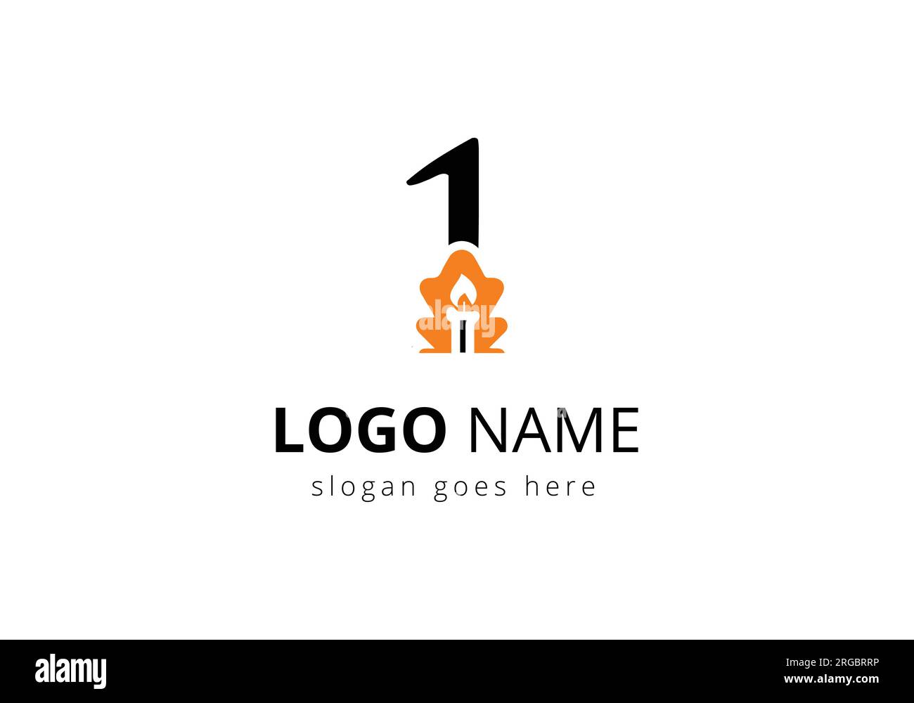 Letter 1 With Candle Logo Design Vector Template. For Event ...