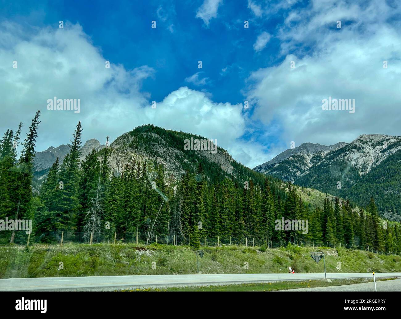 The Canadian Rocky Mountains in Banff National Park on a hazy day Stock ...