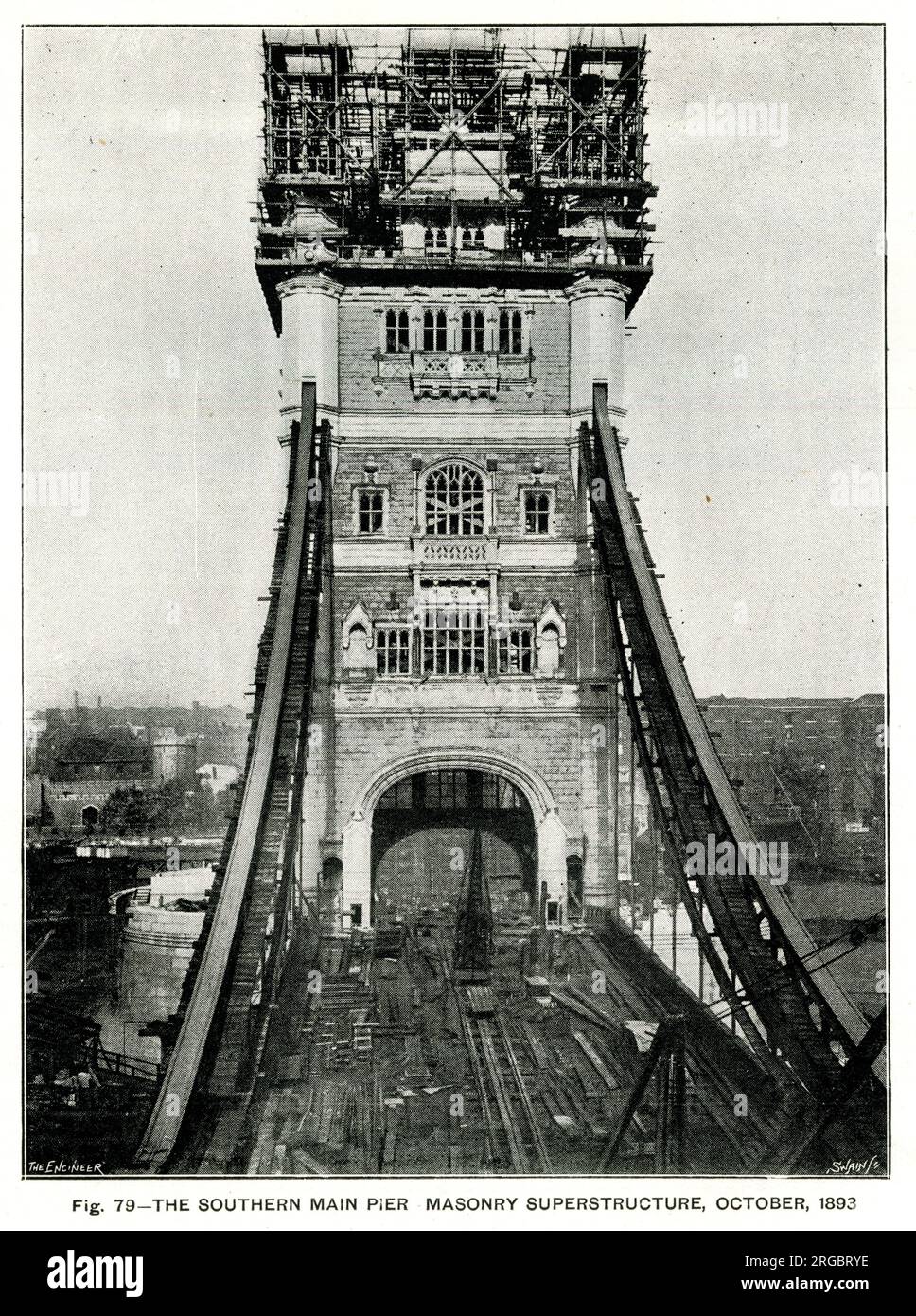 Tower Bridge, Southern Main Pier, masonry superstructure, October 1893 ...