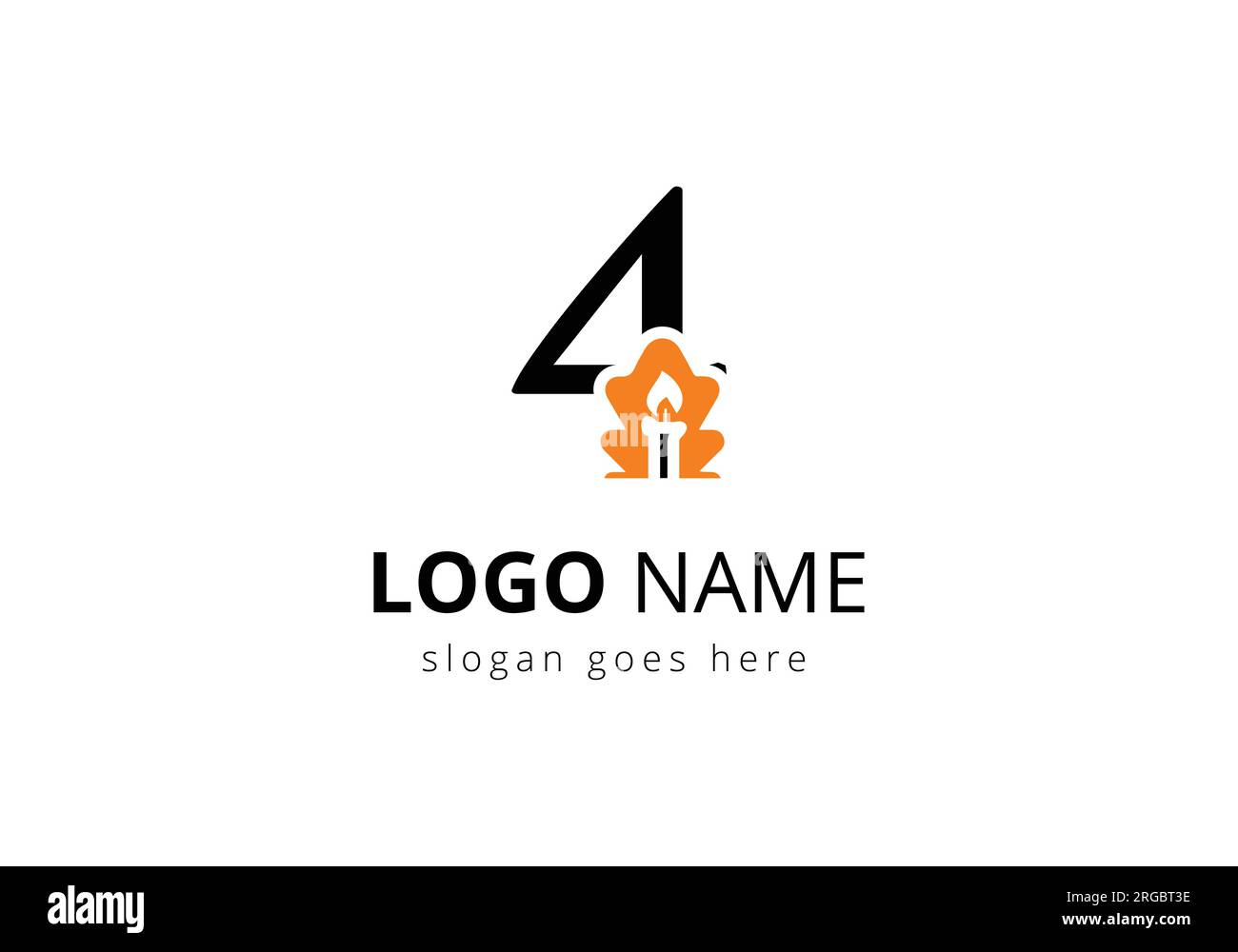 Letter 4 With Candle Logo Design Vector Template. For Event ...