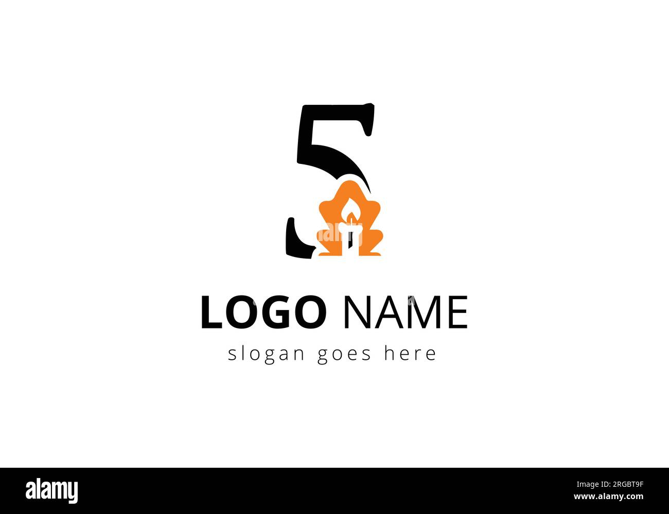 Letter 5 With Candle Logo Design Vector Template. For Event ...