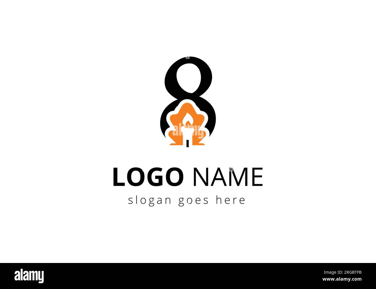 Letter 8 With Candle Logo Design Vector Template. For Event ...