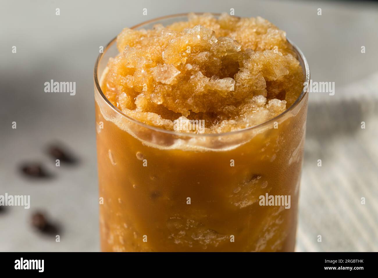 Homemade Sweet Frozen Iced Coffee in a Glass Stock Photo - Alamy