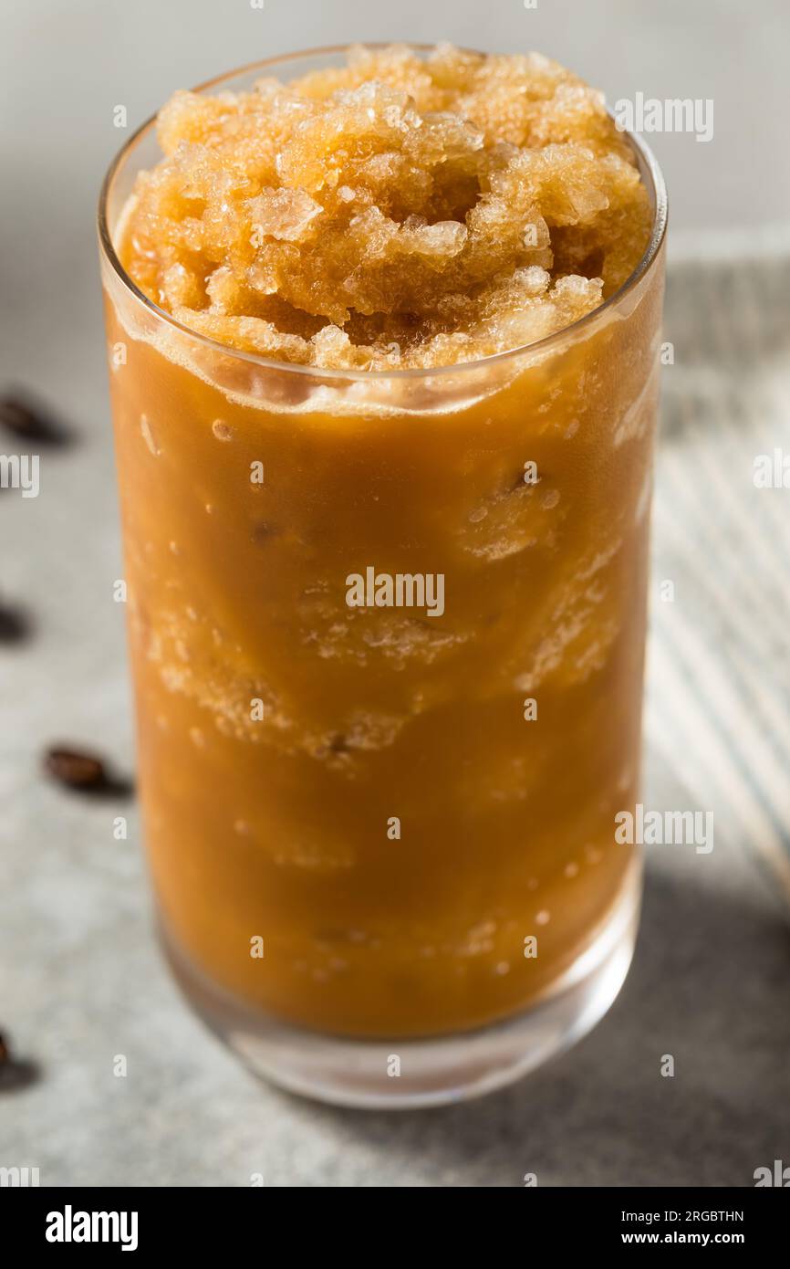 Homemade Sweet Frozen Iced Coffee in a Glass Stock Photo - Alamy
