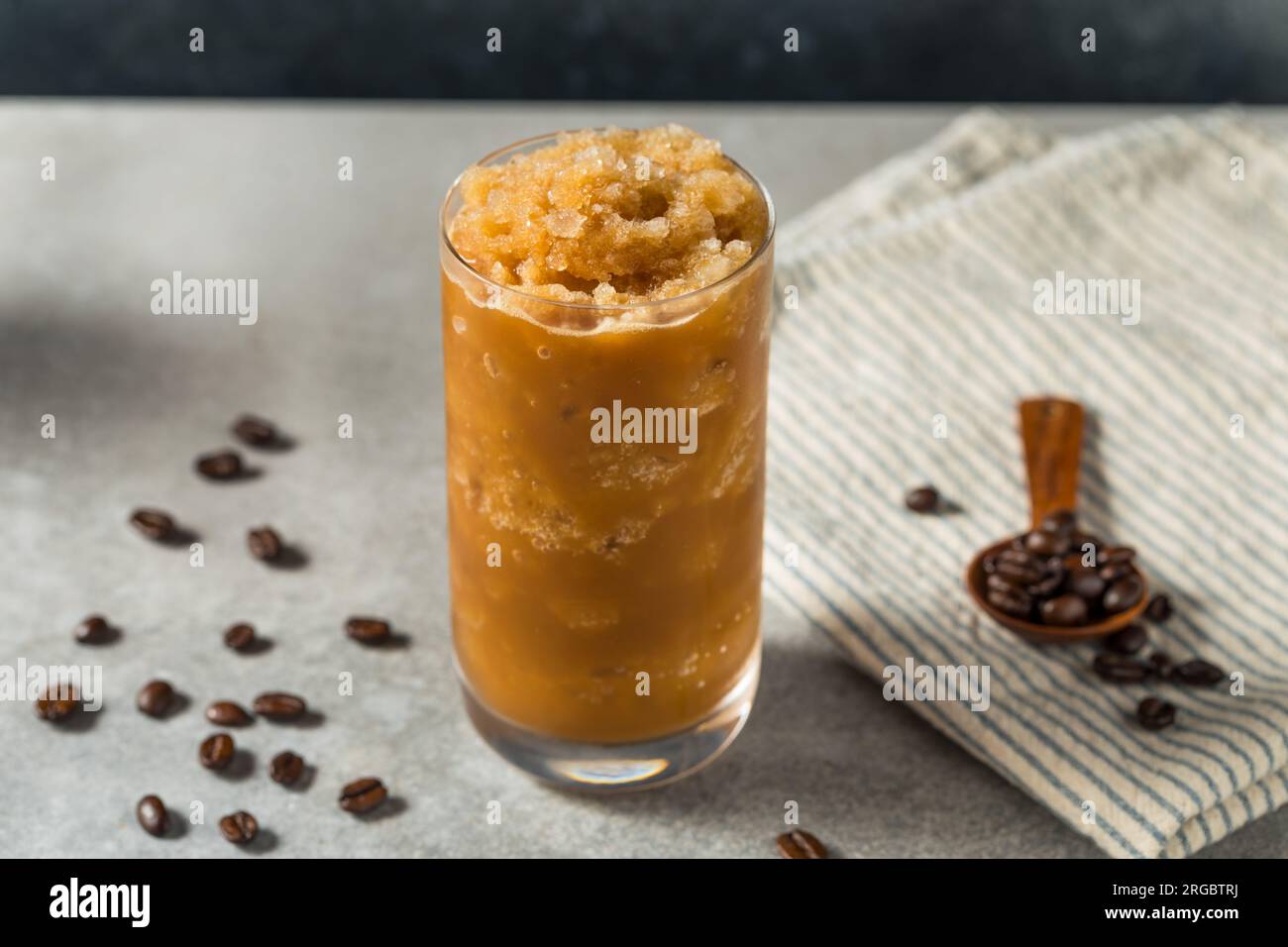 Homemade Sweet Frozen Iced Coffee in a Glass Stock Photo - Alamy