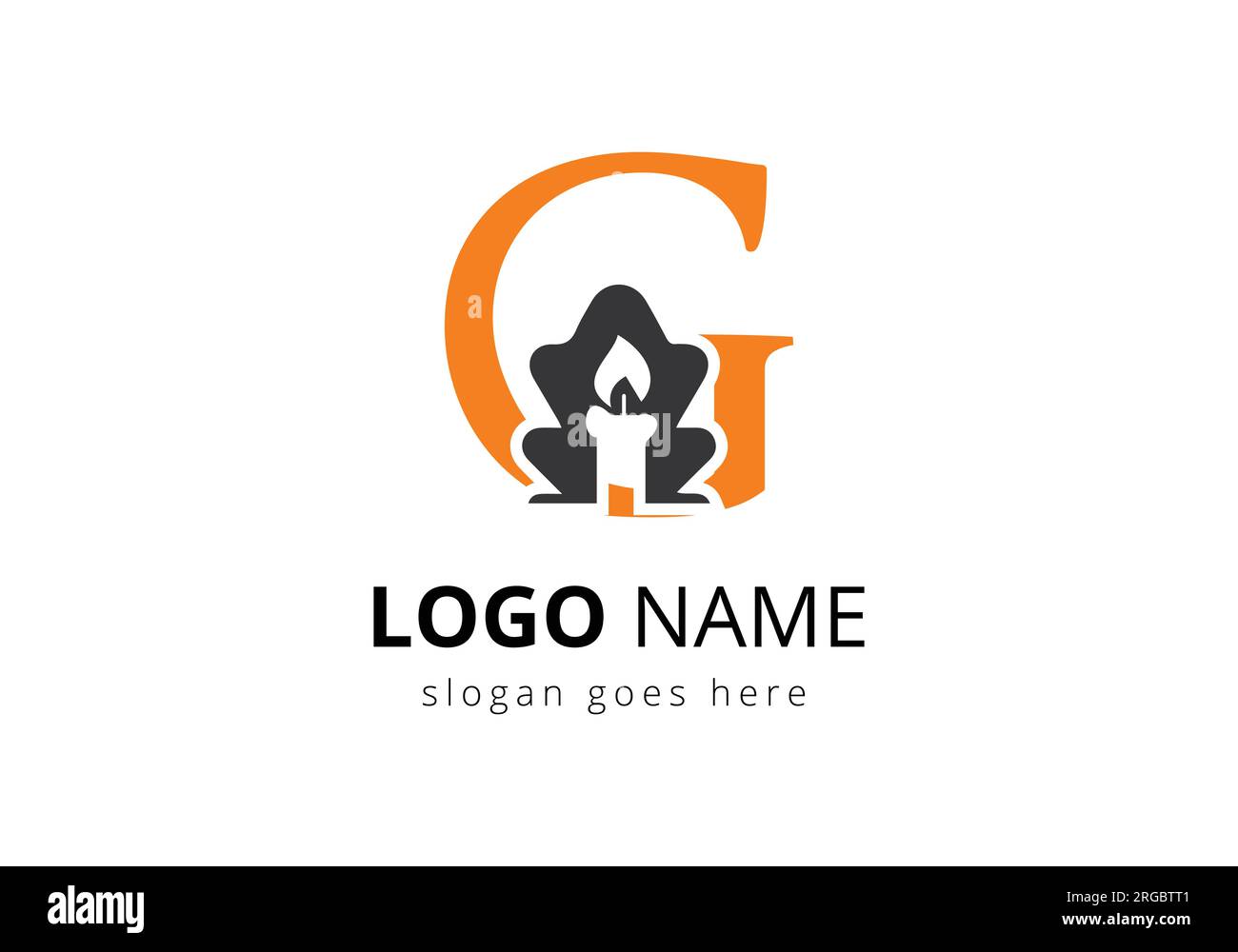 Letter G With Candle Logo Design Vector Template. For Event ...