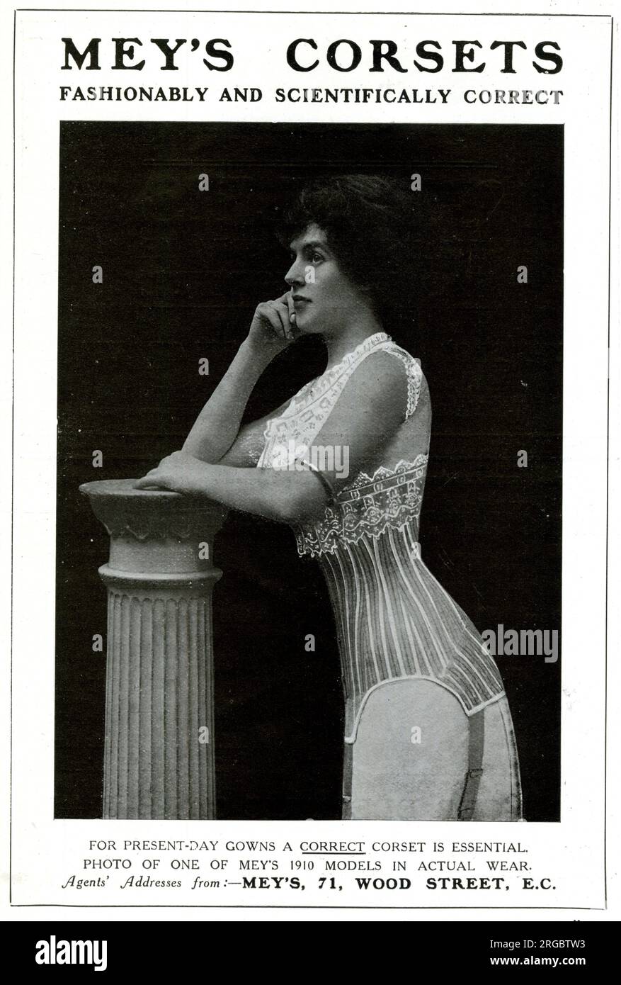 Advert, Mey's Corsets, fashionably and scientifically correct Stock ...