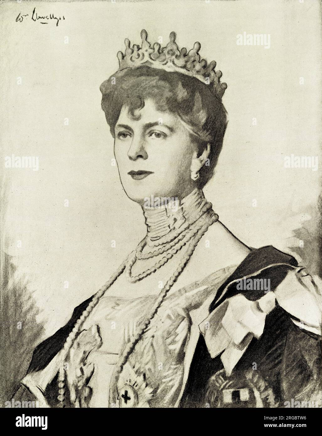 Queen Mary drawn by Sir William Llewellyn Stock Photo - Alamy