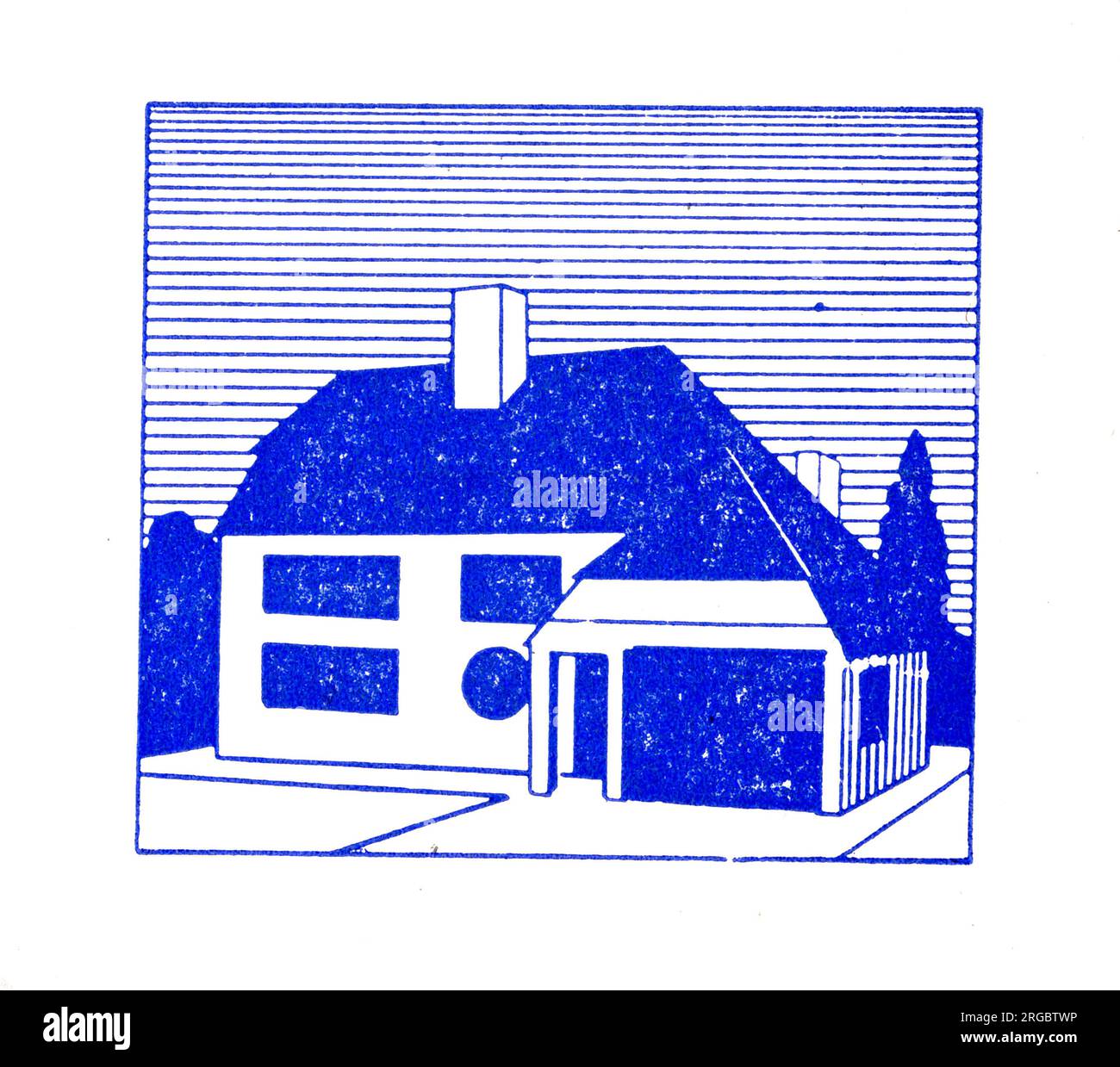 Modern detached house - 1950s printer's block Stock Photo - Alamy