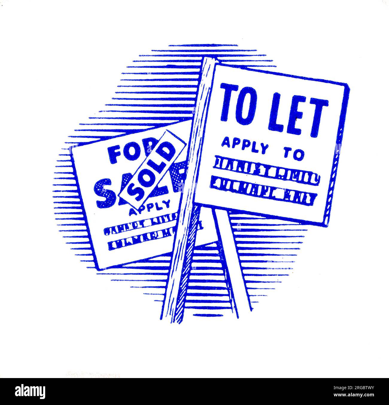 Estate Agent Sign Boards, For Sale, To Let - 1950s printer's block ...