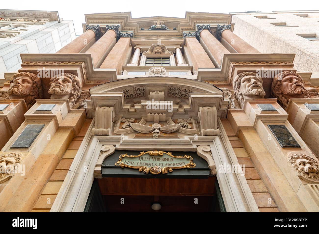 Milan, Italy - 30 March 2022: Front facade of San Raffaele Church in ...
