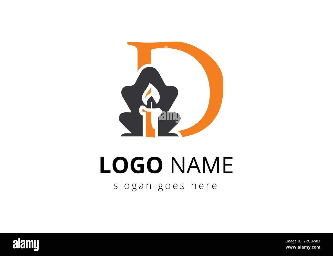 Letter D With Candle Logo Design Vector Template. For Event ...