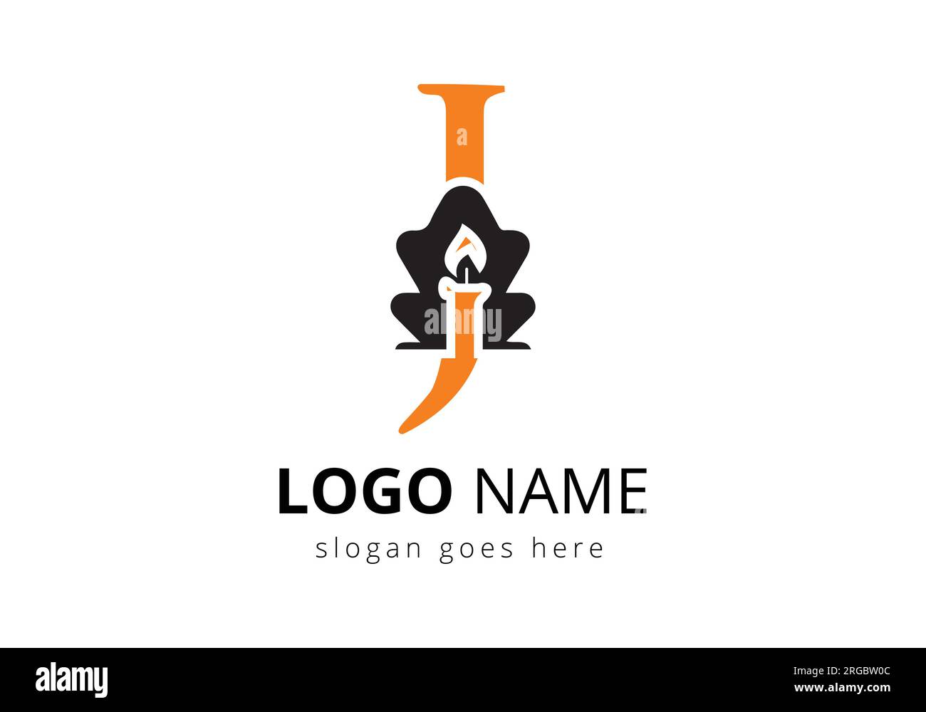 Letter J With Candle Logo Design Vector Template. For Event ...