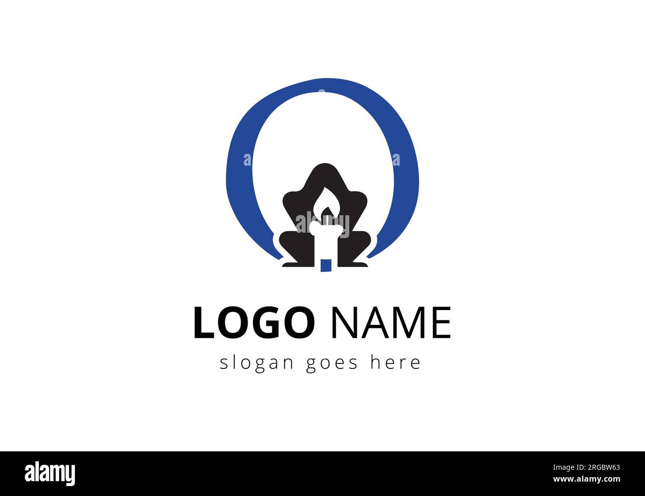 Letter O With Candle Logo Design Vector Template. For Event ...