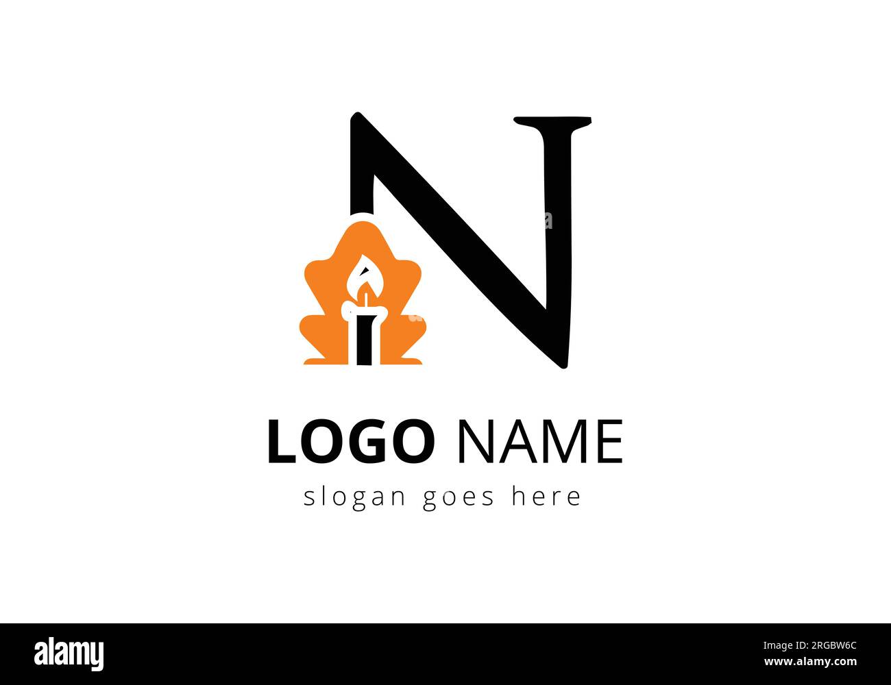 Letter N With Candle Logo Design Vector Template. For Event ...