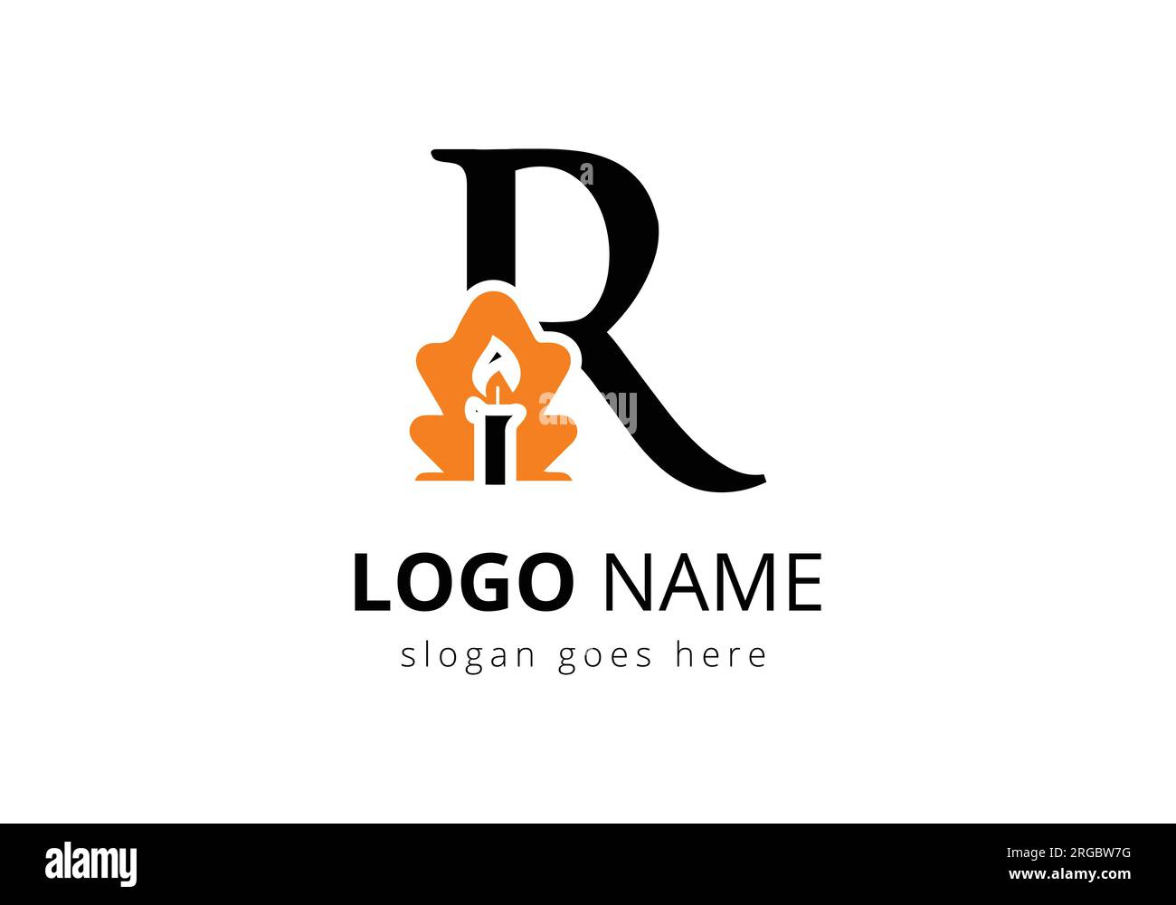 Letter R With Candle Logo Design Vector Template. For Event ...