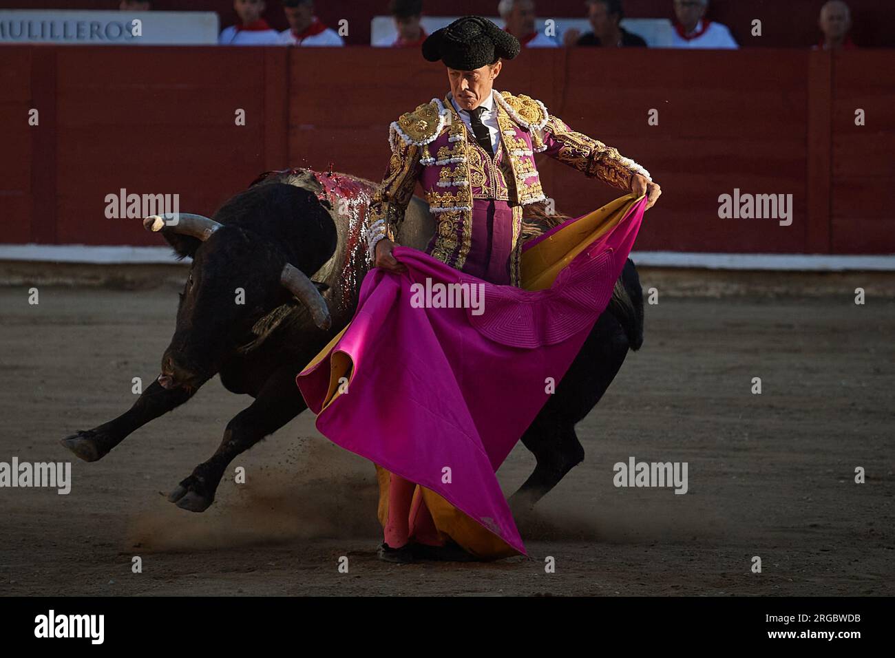 Pedro Gutierrez “El Capea”, a bullfighter from Salamanca, makes a pass ...