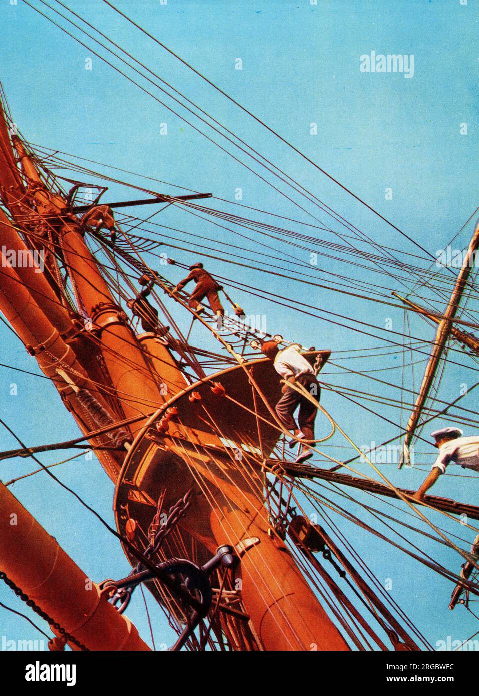 Going aloft on board the Archibald Russell, Finnish square-rigger ship ...