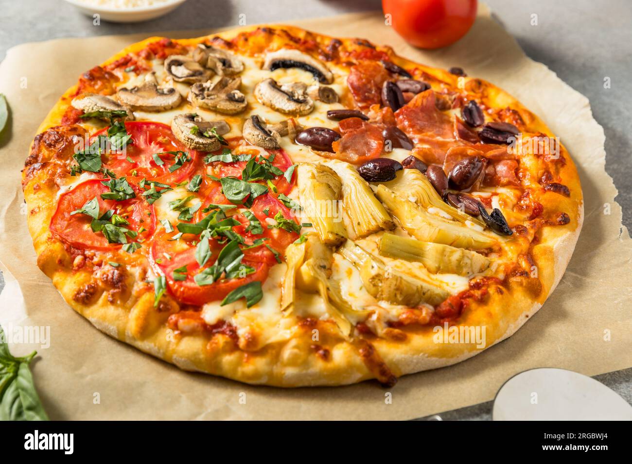 Italian pizza four seasons hi-res stock photography and images - Alamy