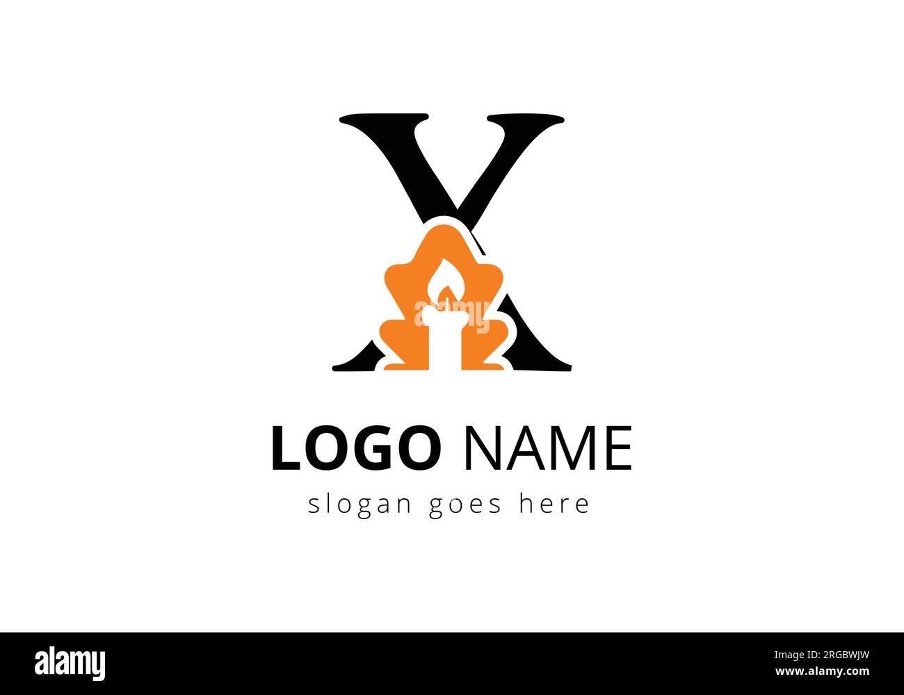 Letter X With Candle Logo Design Vector Template. For Event ...