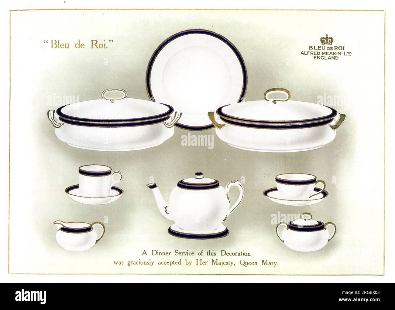 Alfred Meakin 'Bleu de Roi' Dinner Service given to Queen Mary Stock ...