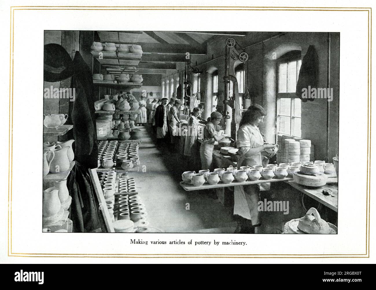 Making various articles of pottery by machinery Stock Photo - Alamy