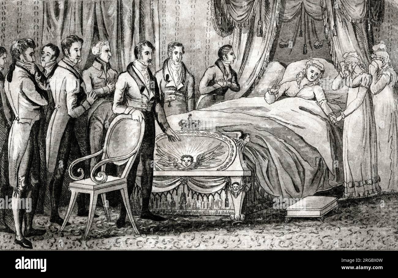 Queen Caroline of Brunswick on her deathbed, August 1821 Stock Photo ...
