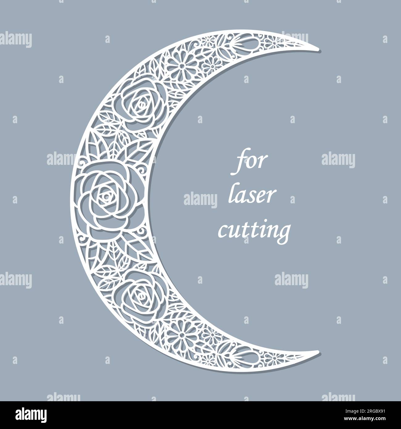 Template for laser cutting. Moon with flowers. Vector Stock Vector ...