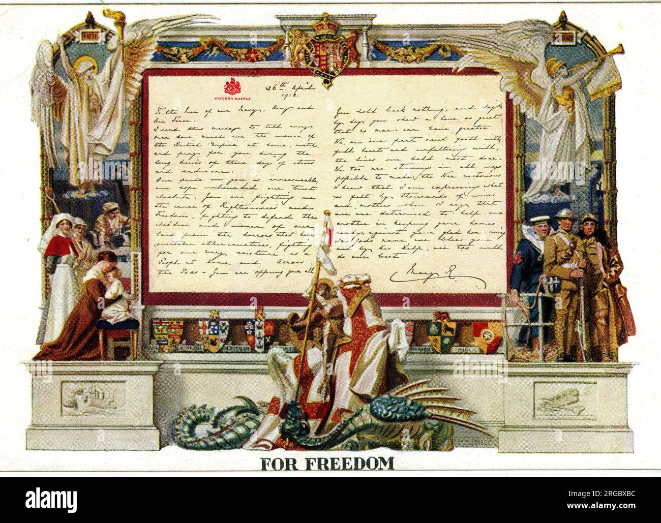 Queen Mary's letter from Windsor Castle, For Freedom, 26 April 1918 ...