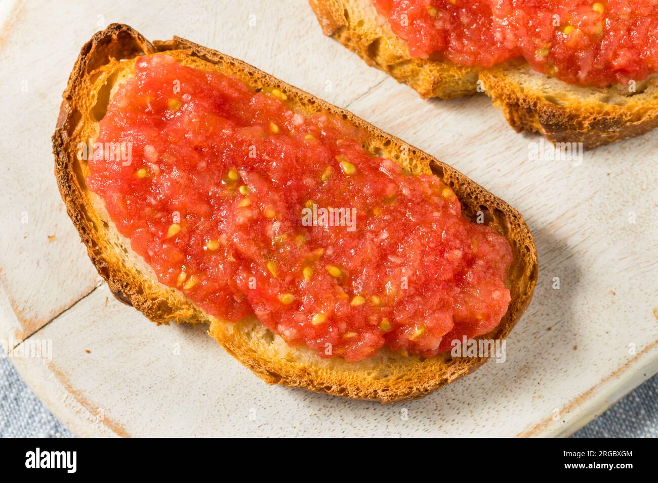 Homemade Pan Con Tomate Tomato Toast with Olive Oil Stock Photo - Alamy