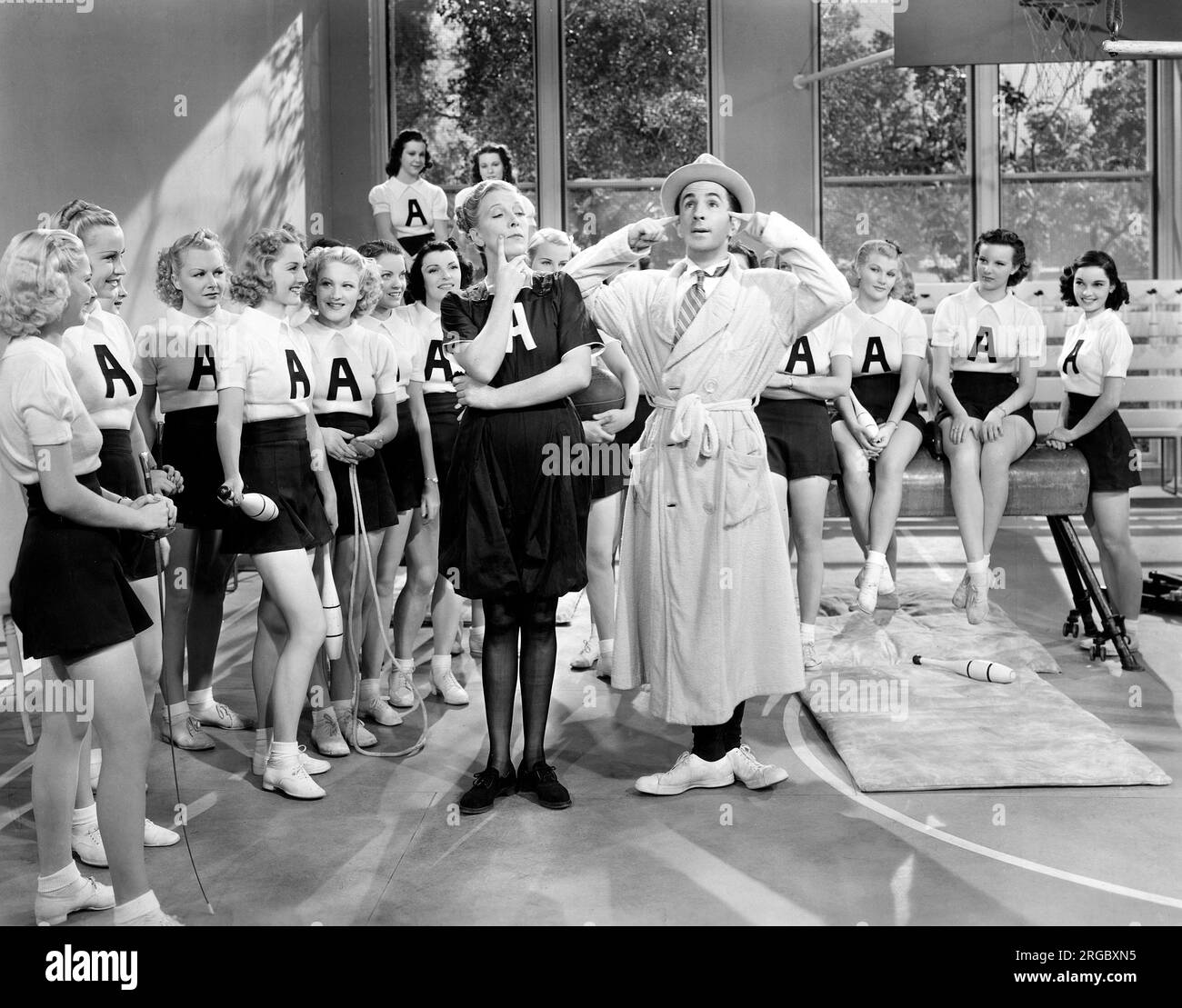 Cecil Cunningham, Ben Blue, on-set of the Film, "College Swing ...