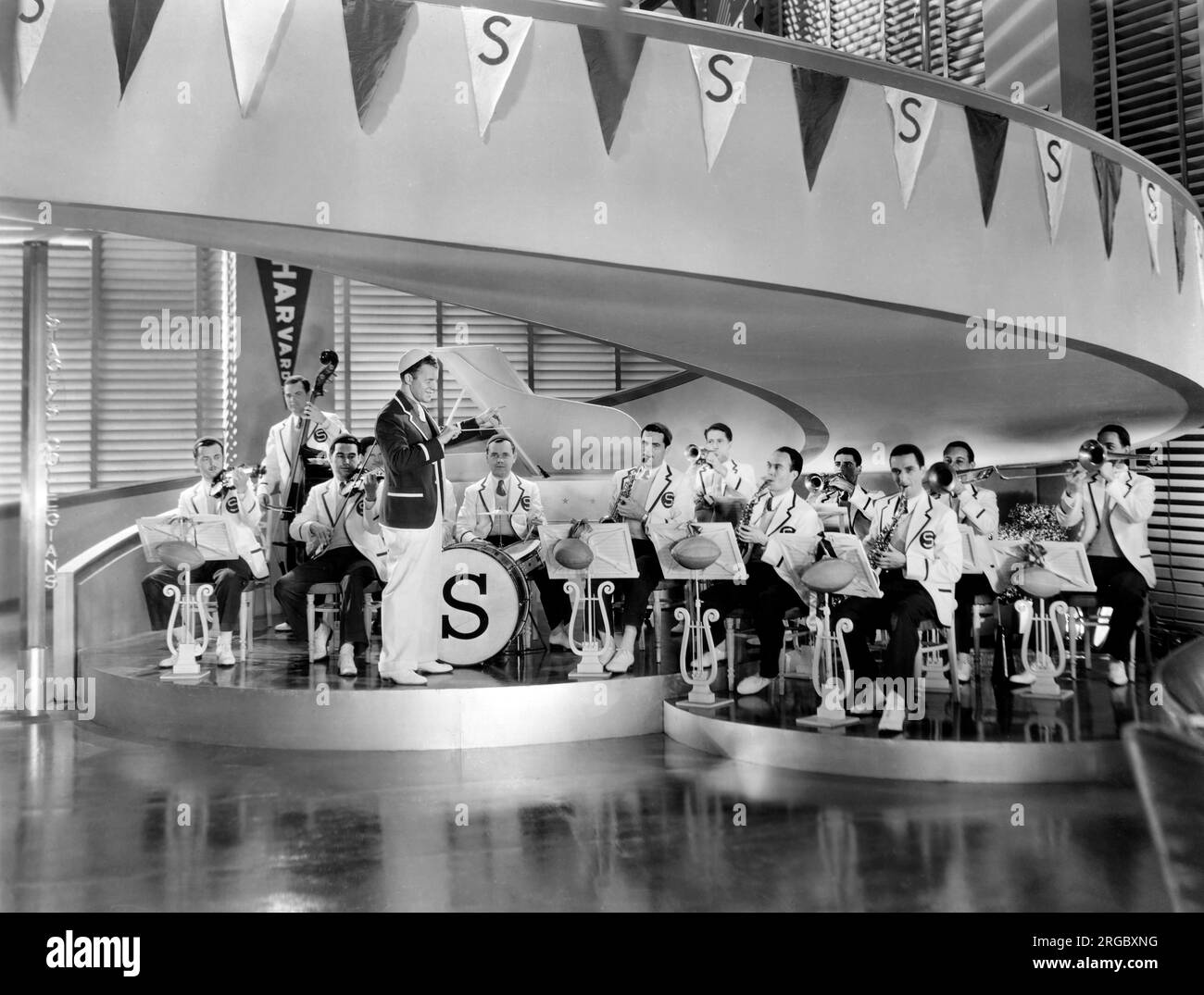 Frank Jenks (orchestra leader), on-set of the Film, "College Rhythm ...