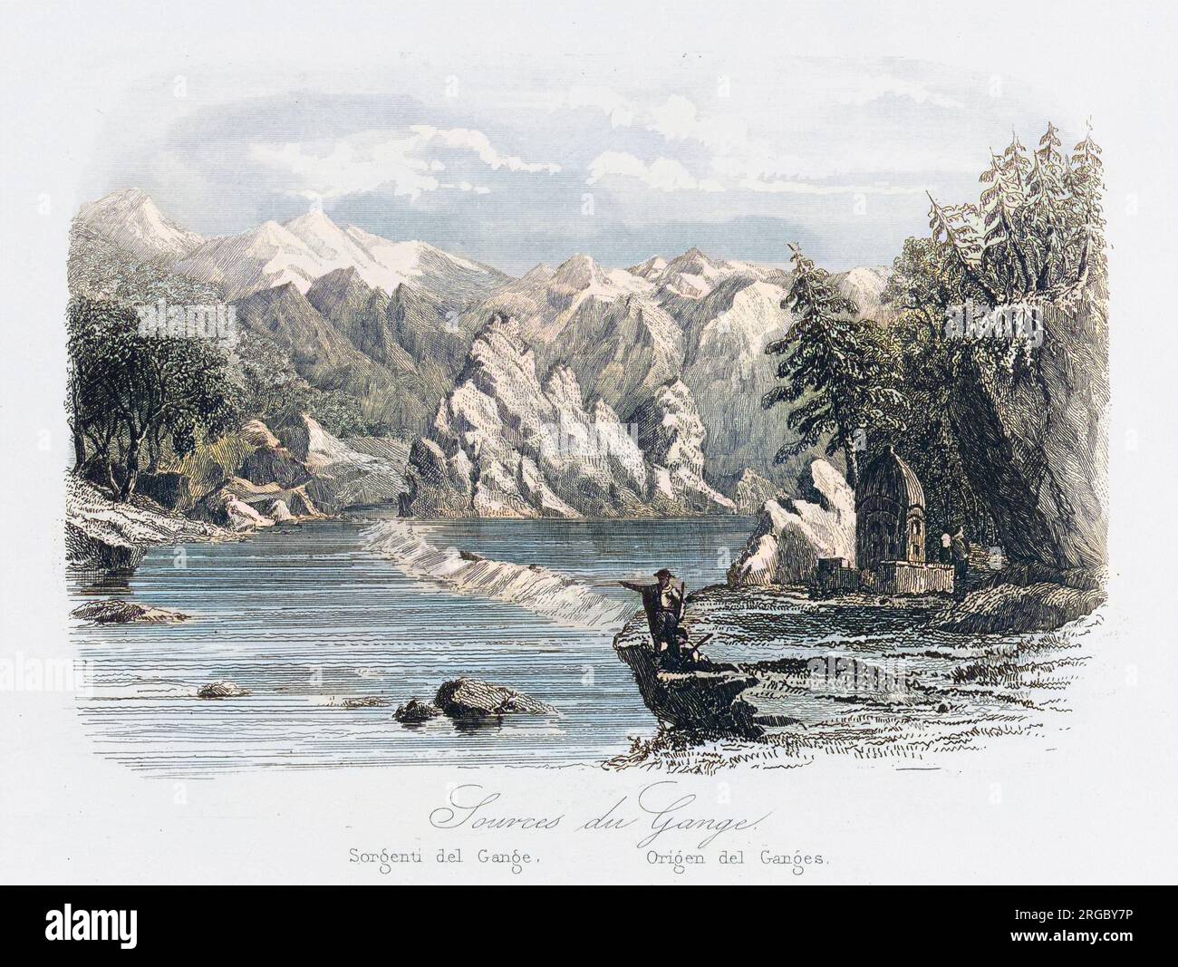 View of the source of the River Ganges, India. The source stream of the ...