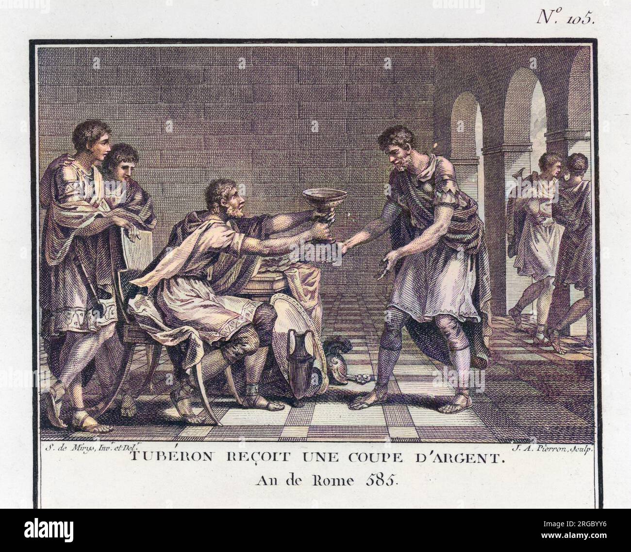 The bravery of the soldier Tubero is rewarded with a silver cup Stock ...