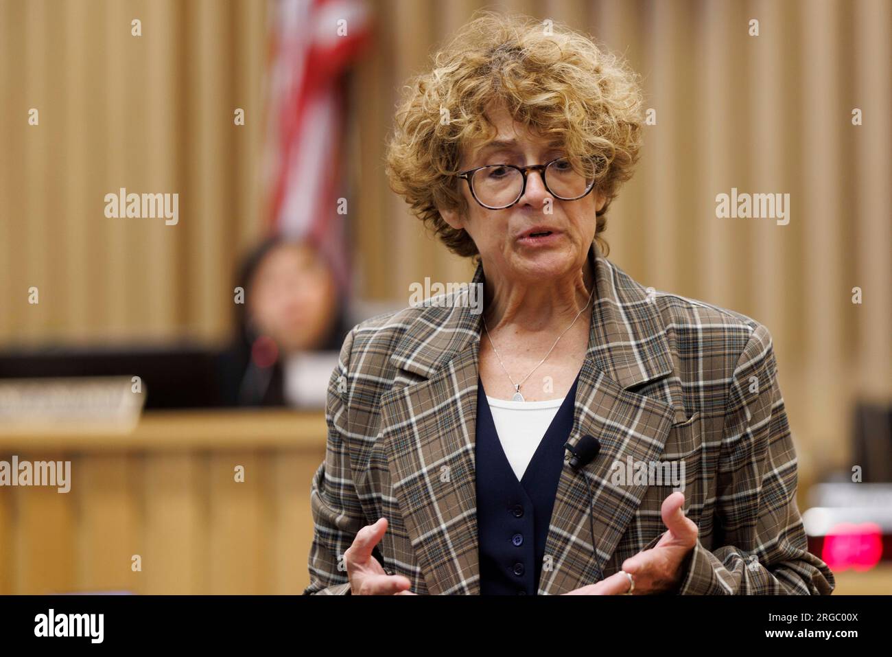 Defense Attorney Michelle Burrows, speaking for John Hacker, reads to ...