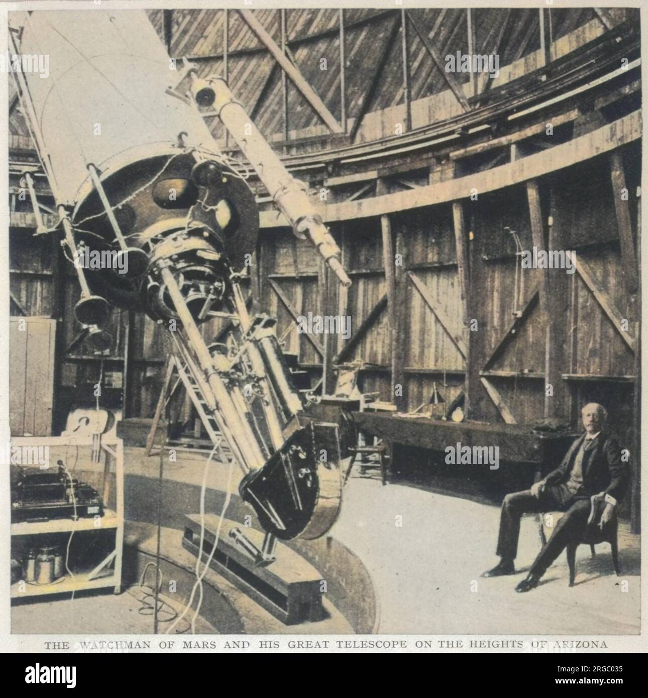 Professor Percival Lowell in the observatory he built at Flagstaff ...